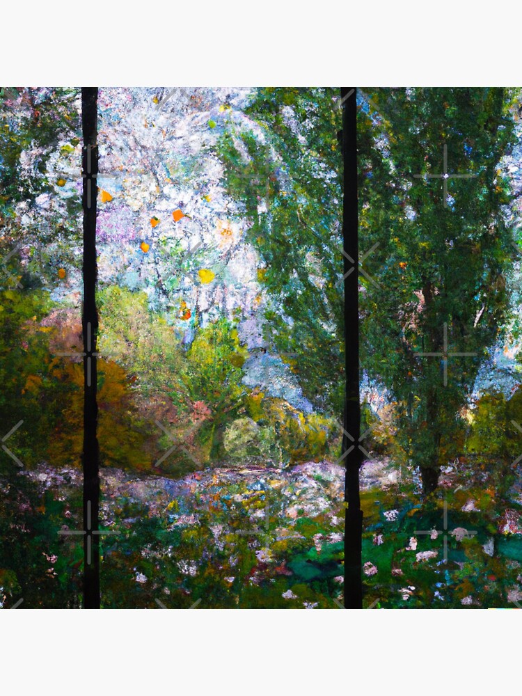 "Stained Glass of Monet Landscape (AI Generated Art)" Sticker for Sale ...