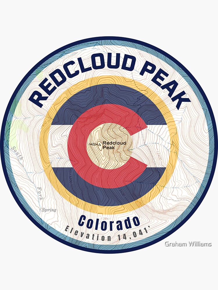 "Colorado Mountain Map Blue Border - Redcloud Peak" Sticker for Sale by ...