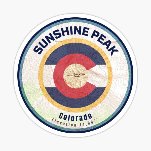 "Colorado Mountain Map Blue Border - Sunshine Peak" Sticker for Sale by ...