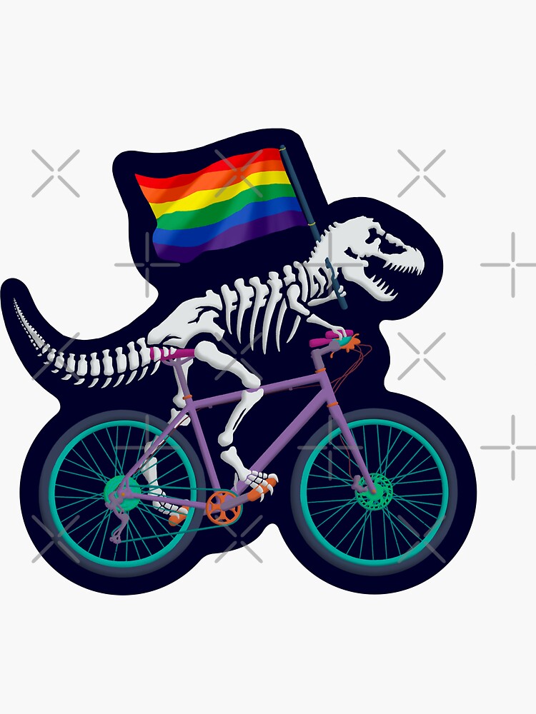 "T-Rex Biking with Pride Flag" Sticker for Sale by Tiff-Designs | Redbubble