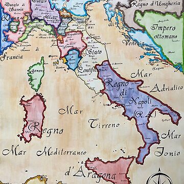 "Map of Italy 1494; Italian Renaissance; Italian States" Art Board ...