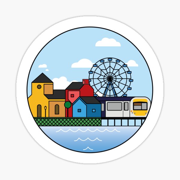 "Town Illustration" Sticker for Sale by lew-img | Redbubble