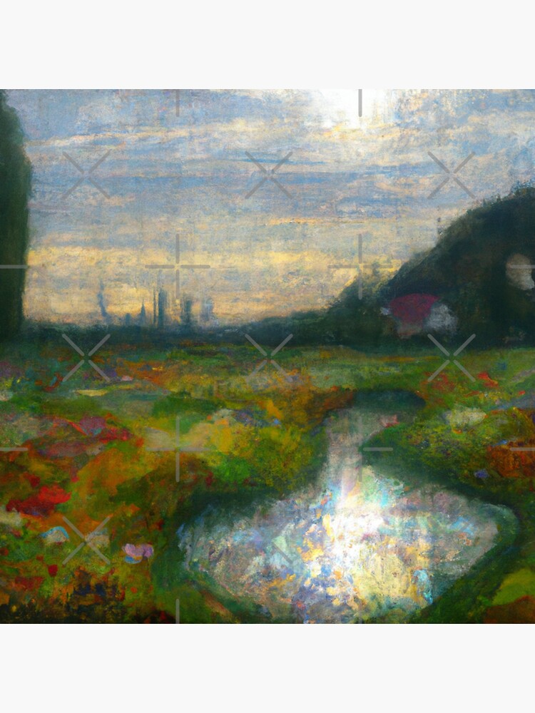 "Stained Glass of Monet Landscape (AI Generated Art)" Sticker for Sale ...