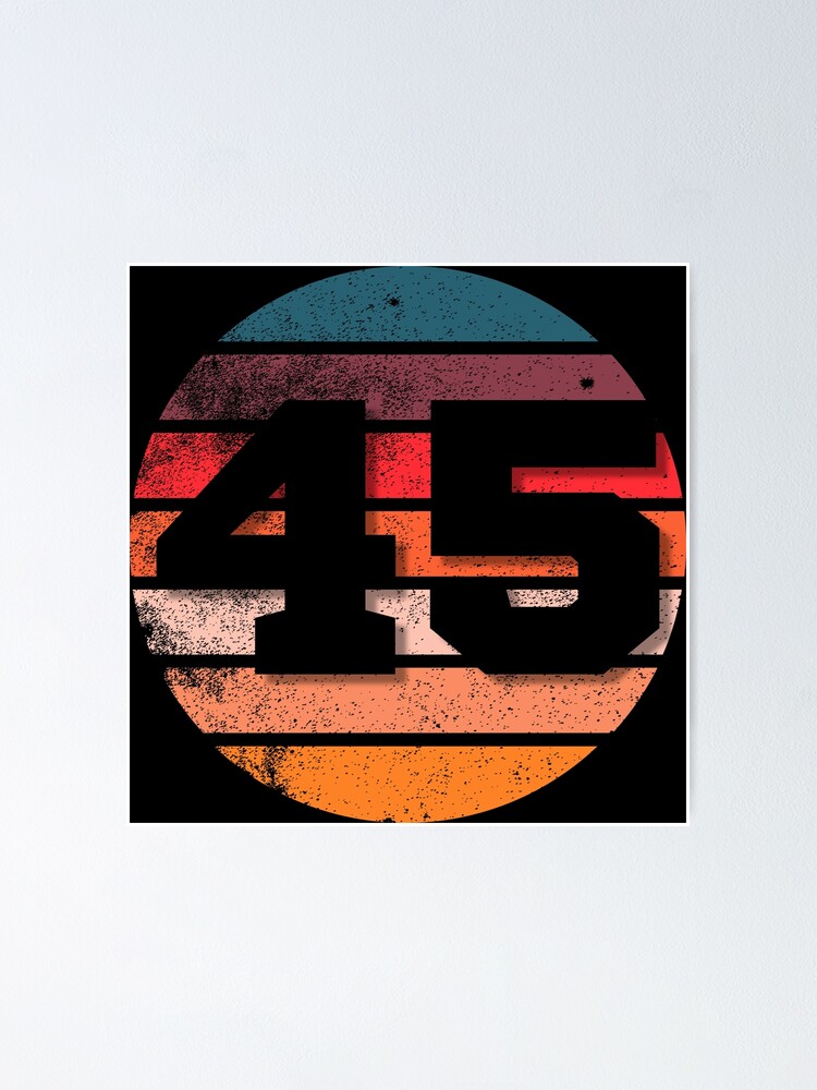 "45 Number Vintage Retro Sunset Forty-five Years Old Men Women Birthday ...