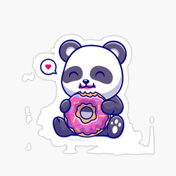 " Panda Eating Donut" Sticker for Sale by Panda-Crew | Redbubble