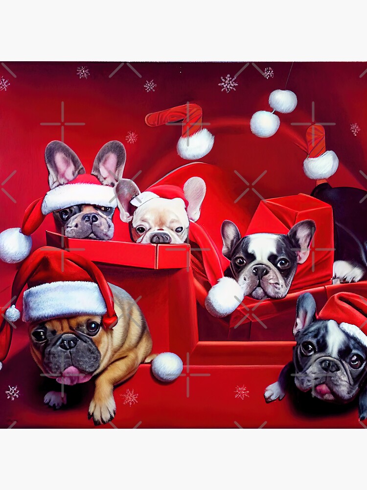 "CHRISTMAS DOGS: French Bulldogs special Christmas edition" Sticker for ...