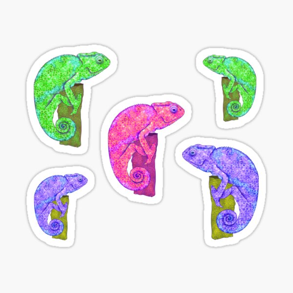 "Colorful Chameleon Love - Lizard Sticker Pack" Sticker for Sale by ...