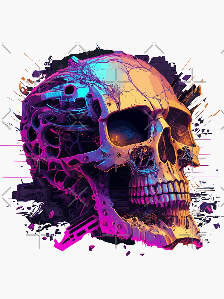 "Synthwave Motorcycle Metal Reaper Skull" Sticker for Sale by ...