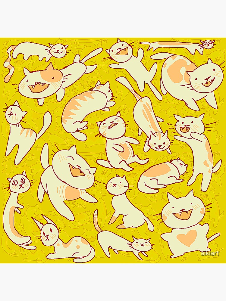 "Silly Kitty Tileable Looping Cats Square" Sticker for Sale by aikiart ...