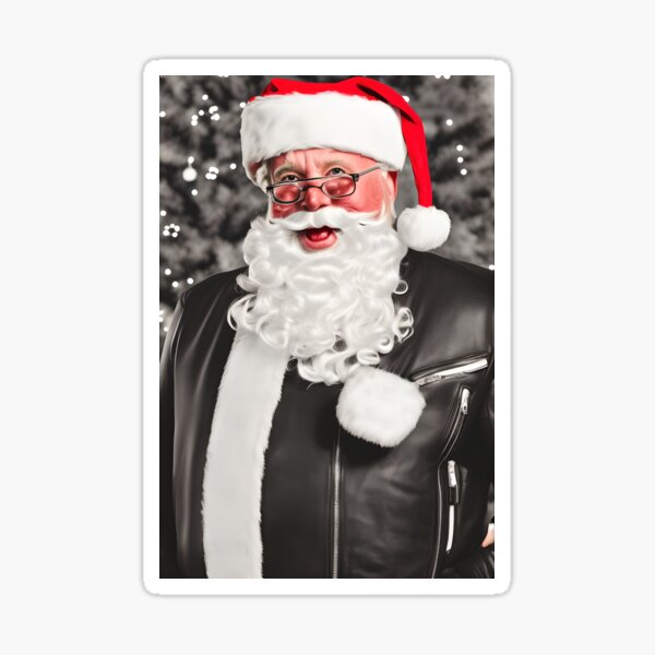 "Leather Santa" Sticker for Sale by ashleafjb | Redbubble
