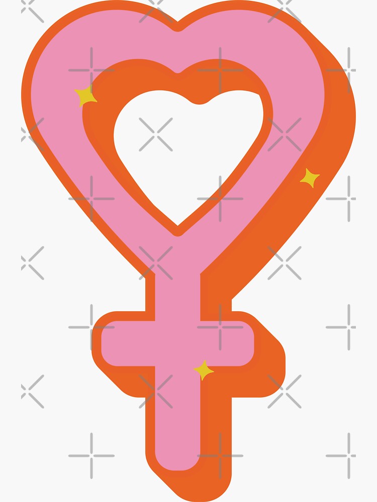 "Retro Pink and Orange Heart Shaped Venus Symbol" Sticker for Sale by ...