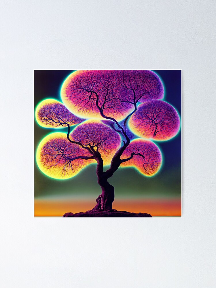 "Psychedelic Tree of Plasma Bubbles Pink Purple" Poster for Sale by ...