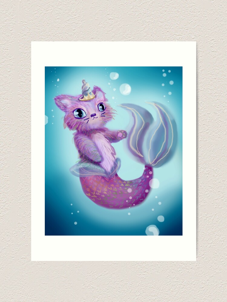 "Princess Unicorn Cat Mermaid" Art Print for Sale by Pastelline | Redbubble