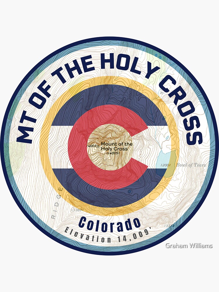 "Colorado Mountain Map - Mt of the Holy Cross" Sticker for Sale by ...