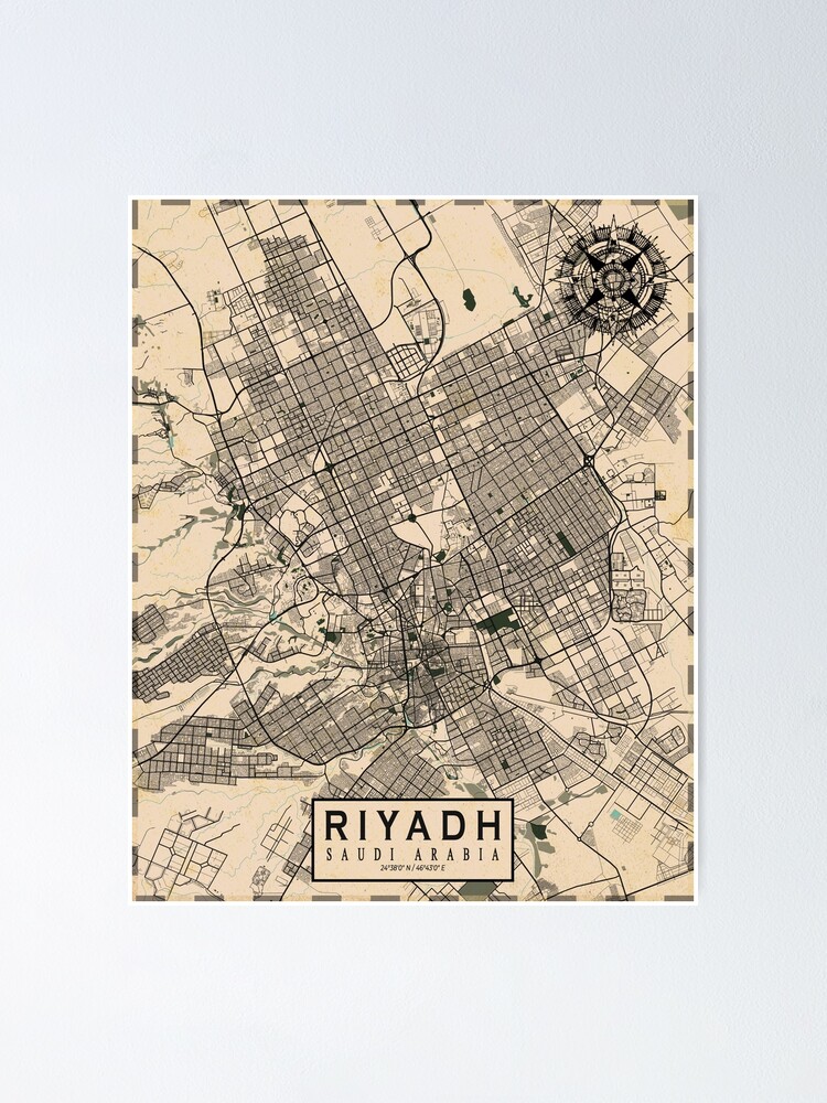 "Riyadh City Map of Saudi Arabia - Vintage" Poster for Sale by deMAP ...