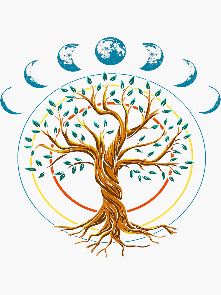 "Phases of the Moon Tree of Life Retro Hippie Yoga Meditation 280 ...