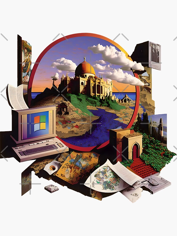 "Vintage Microsoft Encyclopedia collage " Sticker for Sale by x64-Print ...