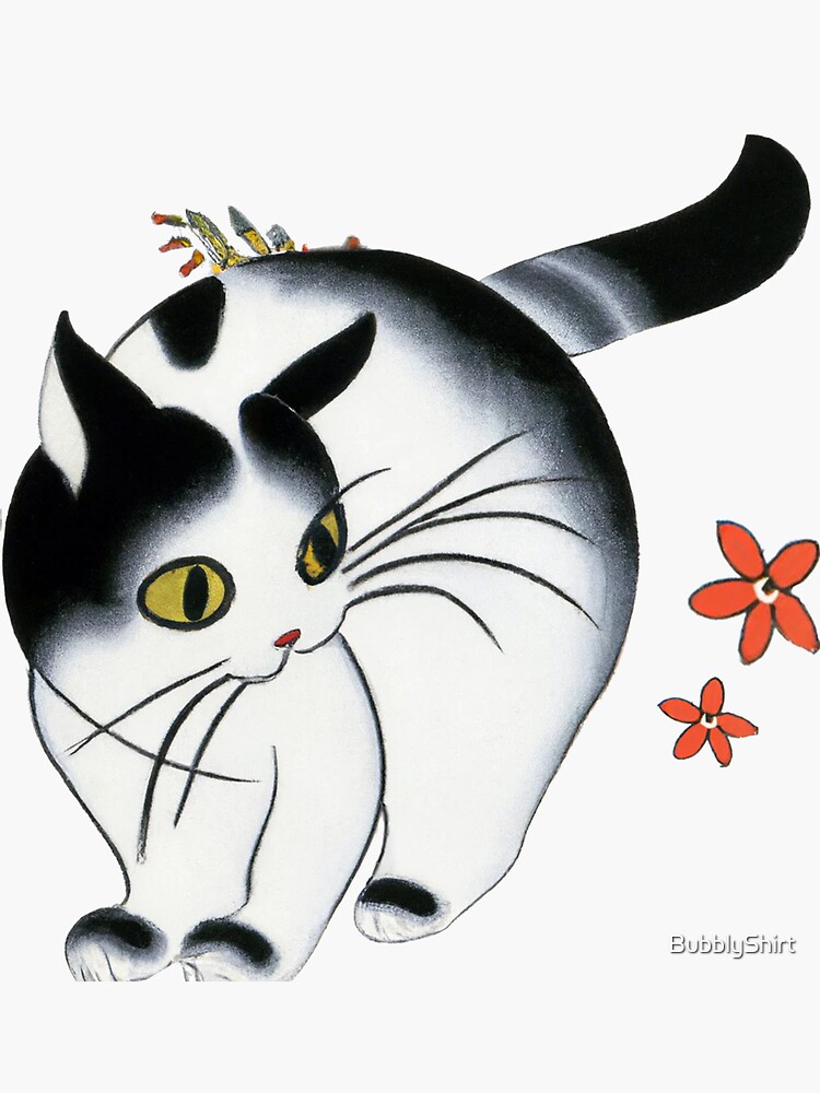 "UKIYO-E Cat" Sticker for Sale by BubblyShirt | Redbubble