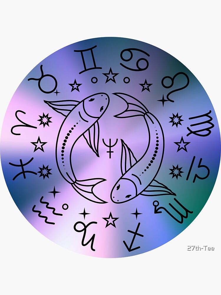 "Pisces Zodiac Sign Two Fish Horoscope Symbol" Sticker for Sale by 27th ...