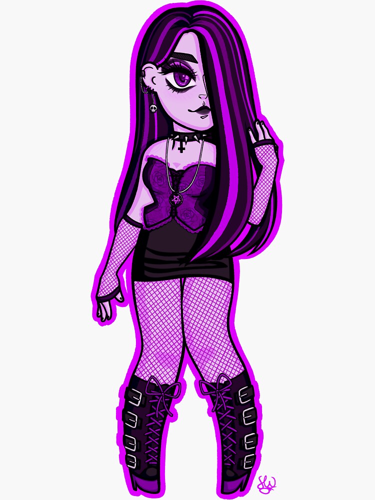 "Violet & Black Goth Kid" Sticker for Sale by busy-and-tired | Redbubble
