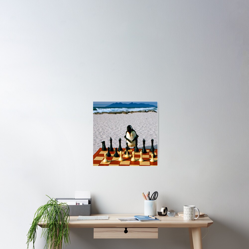 "Penguin playing chess (AI Generated Art)" Poster for Sale by Cowboy ...