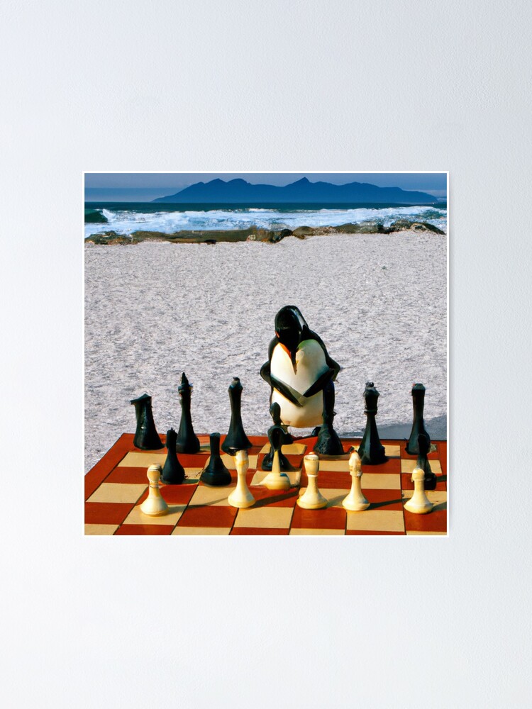 "Penguin playing chess (AI Generated Art)" Poster for Sale by Cowboy ...