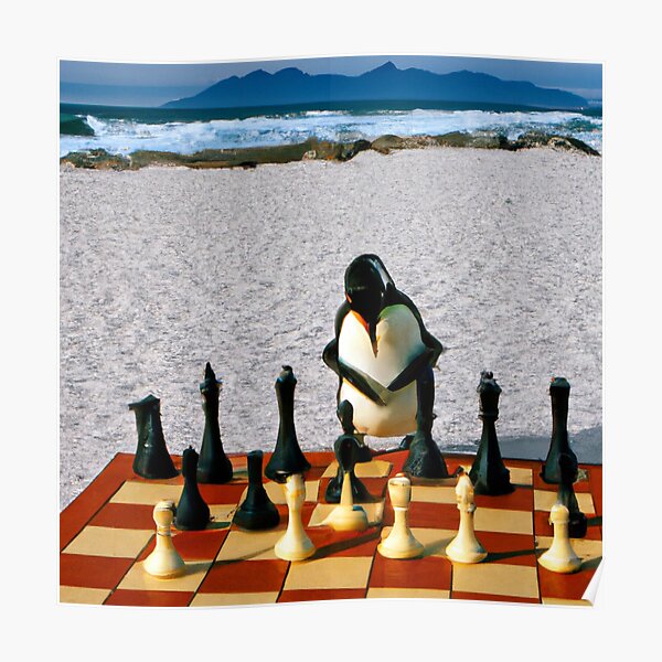 "Penguin playing chess (AI Generated Art)" Poster for Sale by Cowboy ...