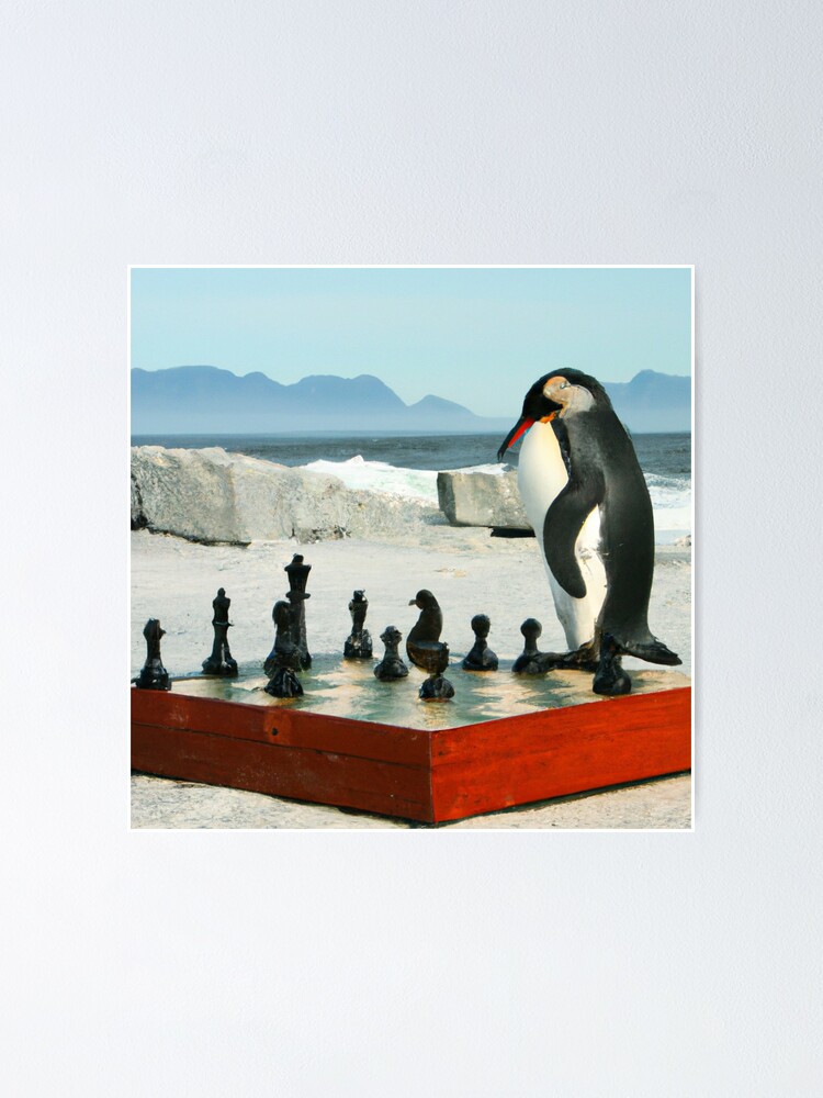 "Penguin playing chess (AI Generated Art)" Poster for Sale by Cowboy ...