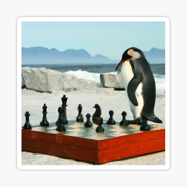 "Penguin playing chess (AI Generated Art)" Sticker for Sale by Cowboy ...