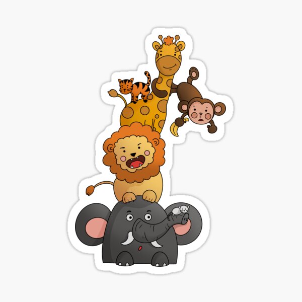 "Cute Cartoon Safari Animals Stacked Up" Sticker for Sale by NovaLion24 ...