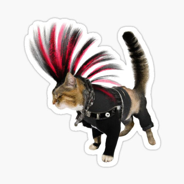 "Punk Mohawk Kitty" Sticker for Sale by citystickersco | Redbubble