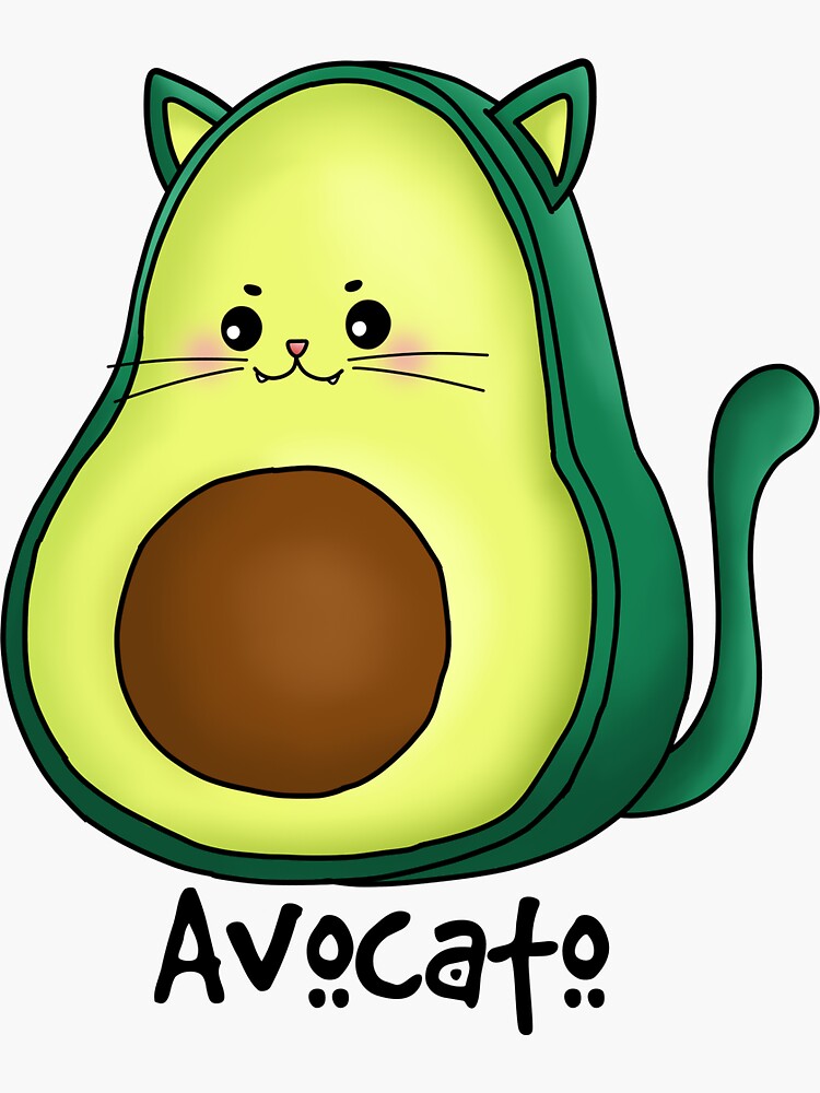 "Avocato Cat Avocado Funny Kitty Lover Cute Pun" Sticker for Sale by ...
