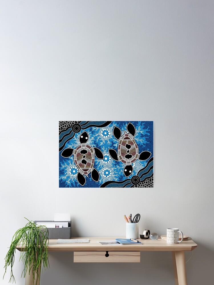 "Authentic Aboriginal Art - Sea Turtles" Poster for Sale by HogarthArts ...