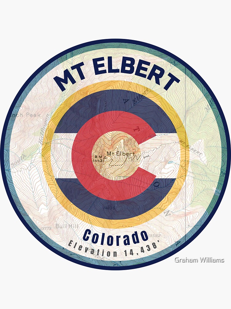 Pegatina «Mapa de la montaña de Colorado - Monte Elbert» de ...