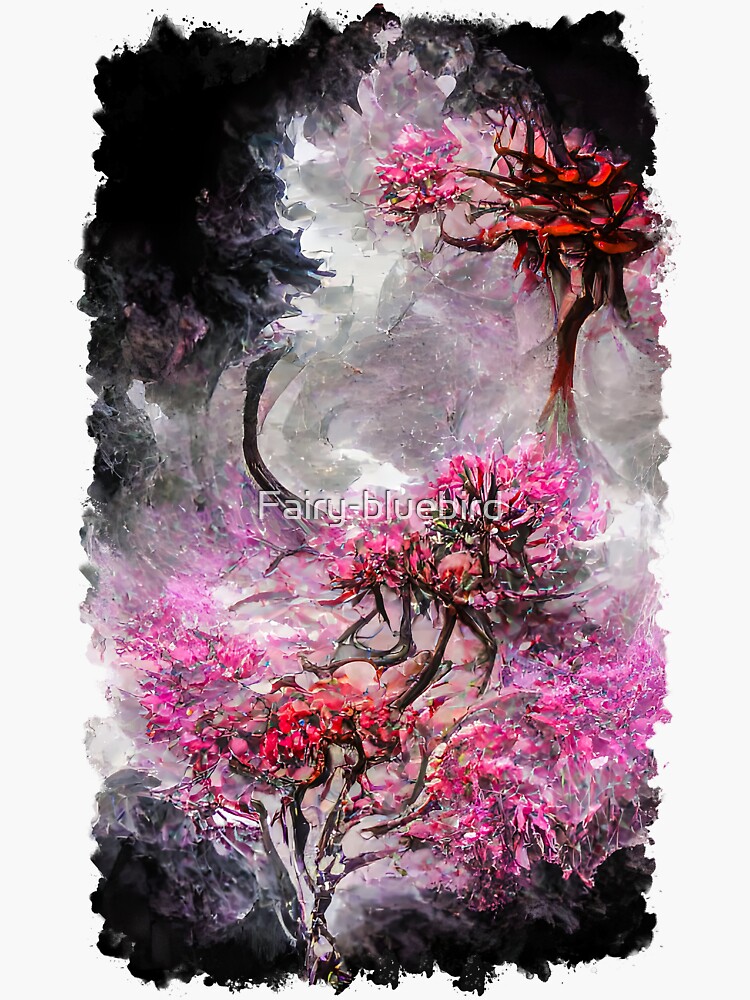 "Dark Fantasy Floral Art, Mystical Fantasy Trees" Sticker for Sale by ...