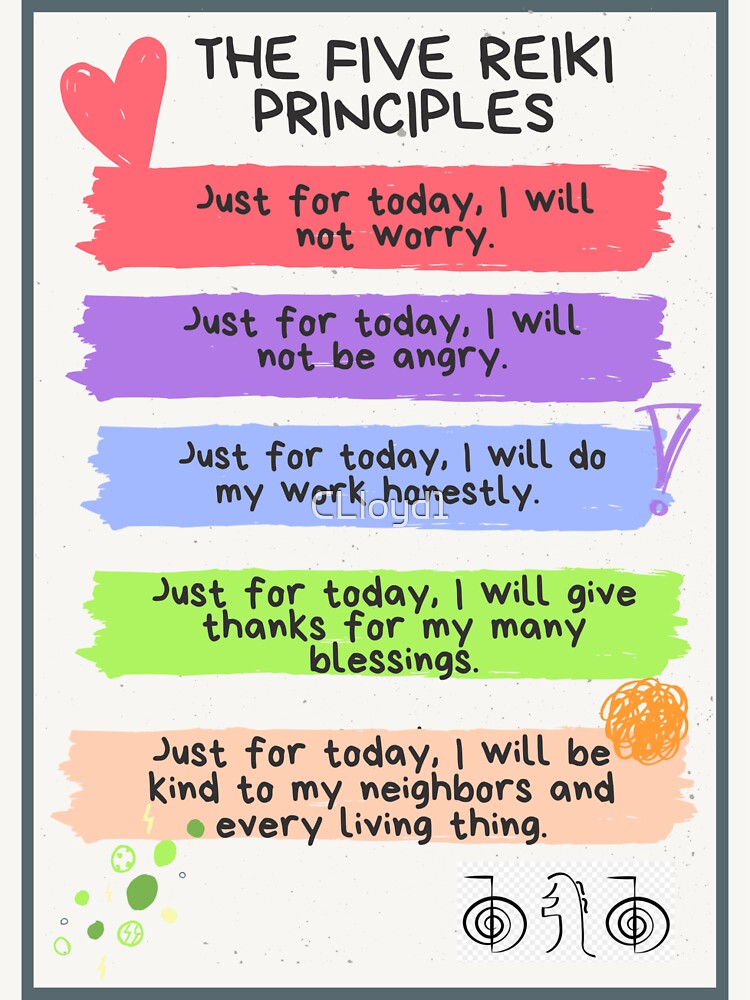 "The Five Reiki Principles" Sticker for Sale by CLloyd1 | Redbubble