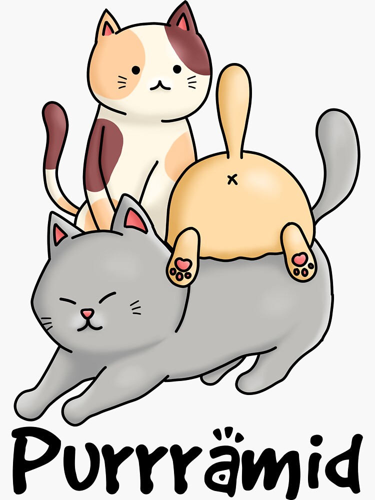 "Purrramid Funny Stack of Cats Kitty Lover Cute Pun" Sticker for Sale ...