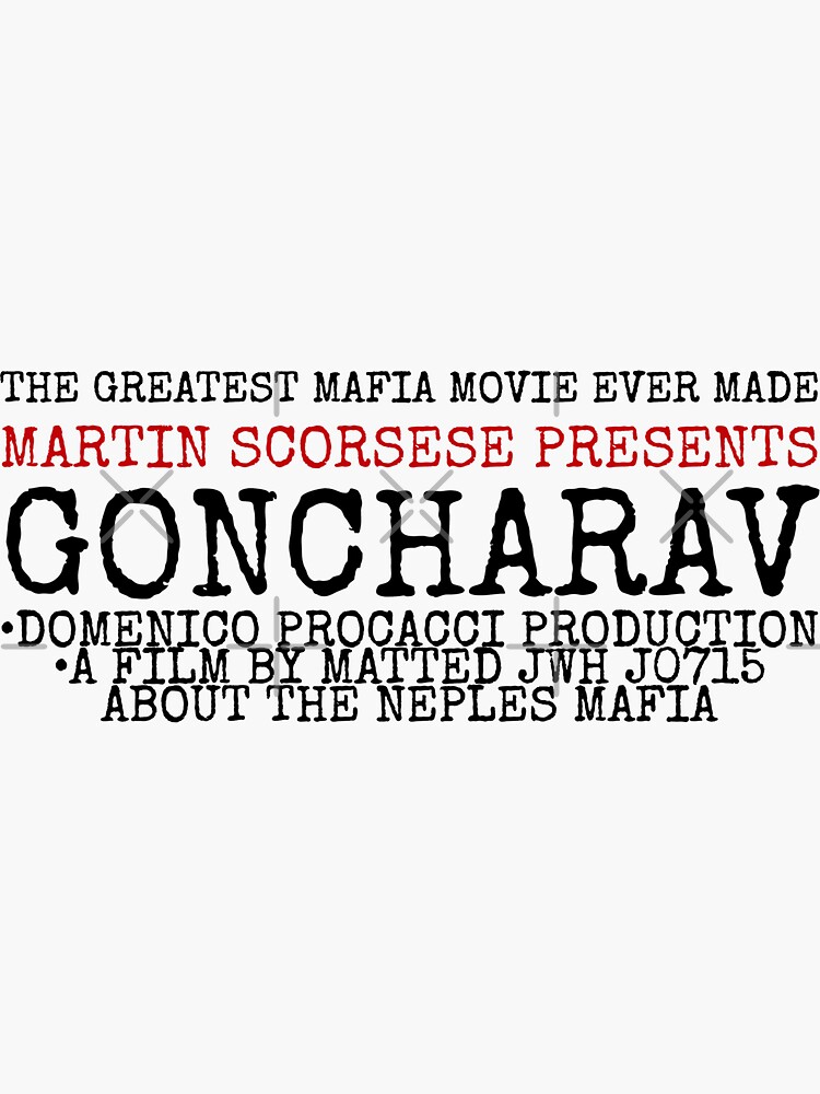 "Goncharav Movie Label Re-creation" Sticker for Sale by Trendy-Now | Redbubble