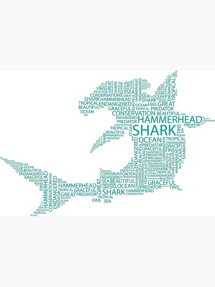 "Hammerhead Shark Word Art" Poster for Sale by whyteshark | Redbubble