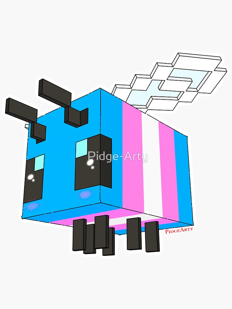 "Trans* Pride Minecraft Bee" Sticker for Sale by Pidge-Arty | Redbubble