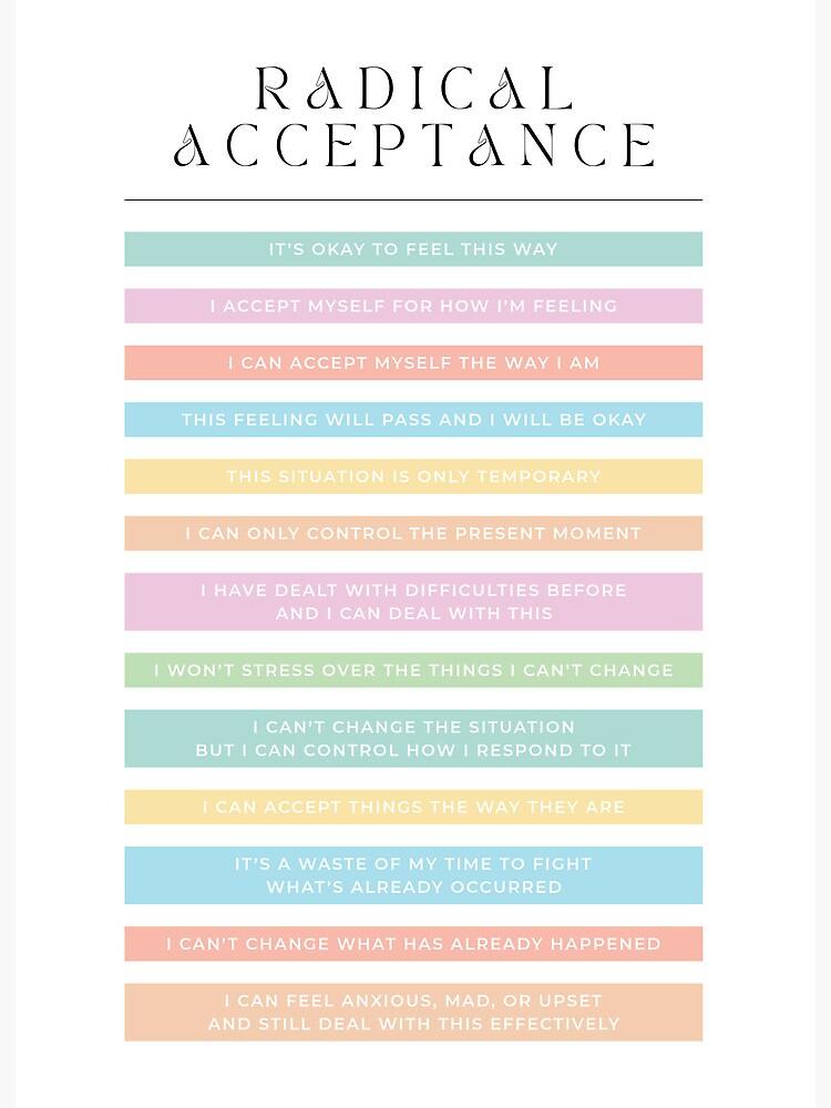 "Radical Acceptance | Pastel Rainbow on White | Dialectical Behavioural ...