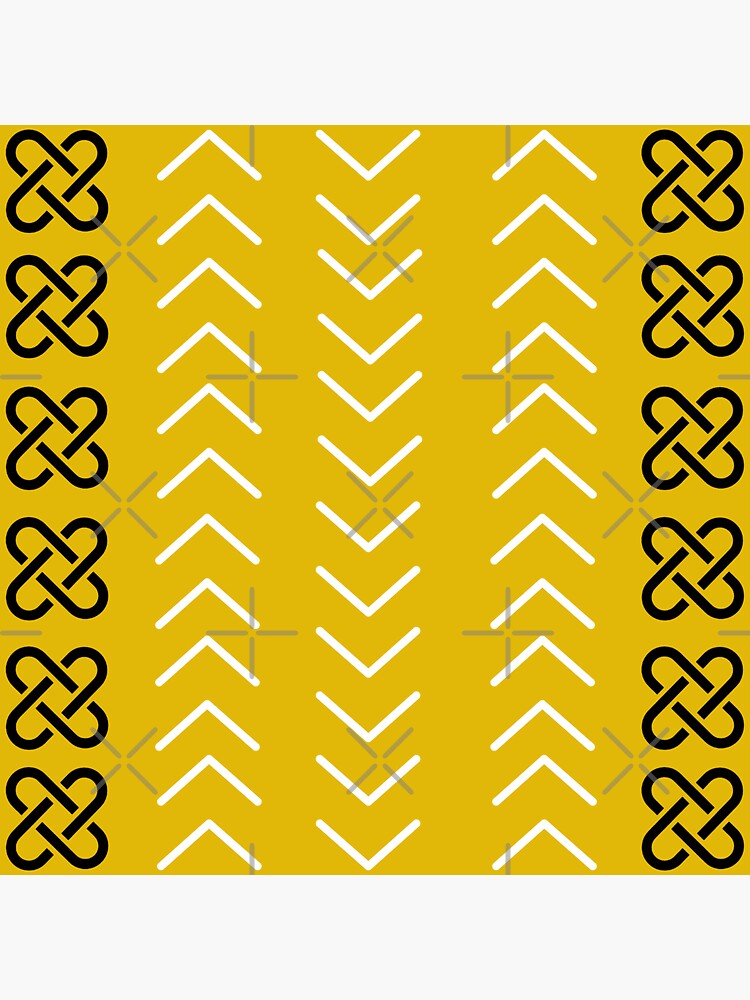 "Mustard Yellow Black and White Unity and Arrows African Mud Cloth ...