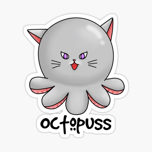 "Octopuss Octopus Funny Cat Lover Cute Pun" Sticker for Sale by ...