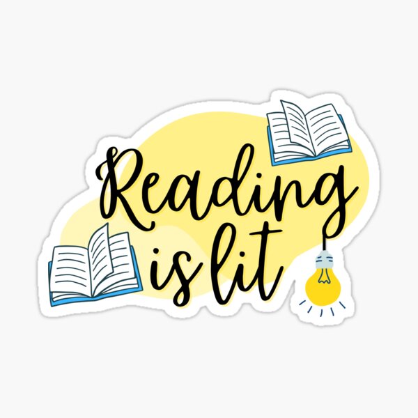 "Reading is lit yellow and blue" Sticker for Sale by IndigoAvenue ...