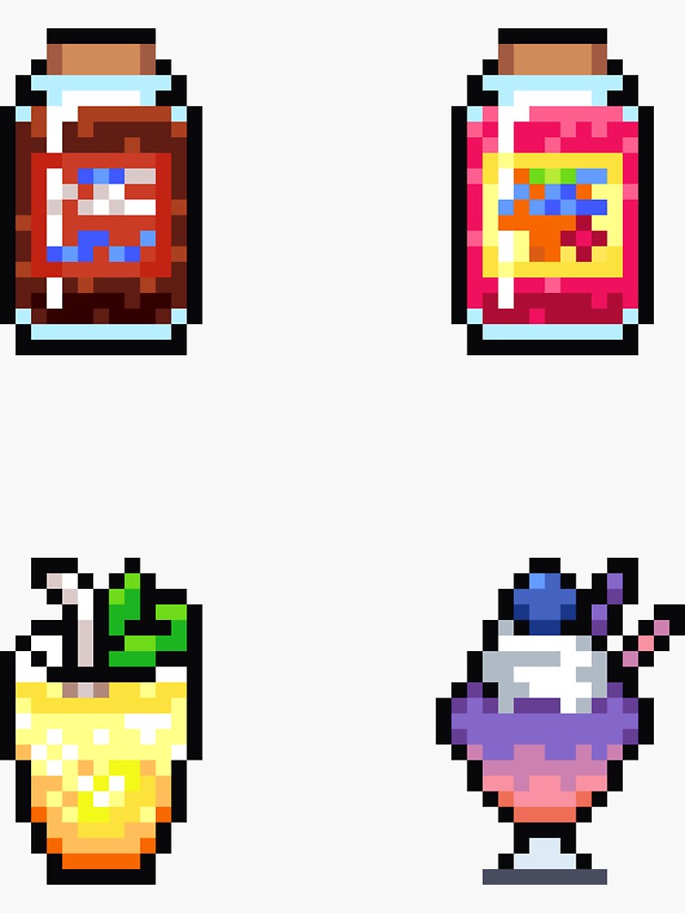 "Pixel Art Drink set 1" Sticker for Sale by RoundMonkey | Redbubble