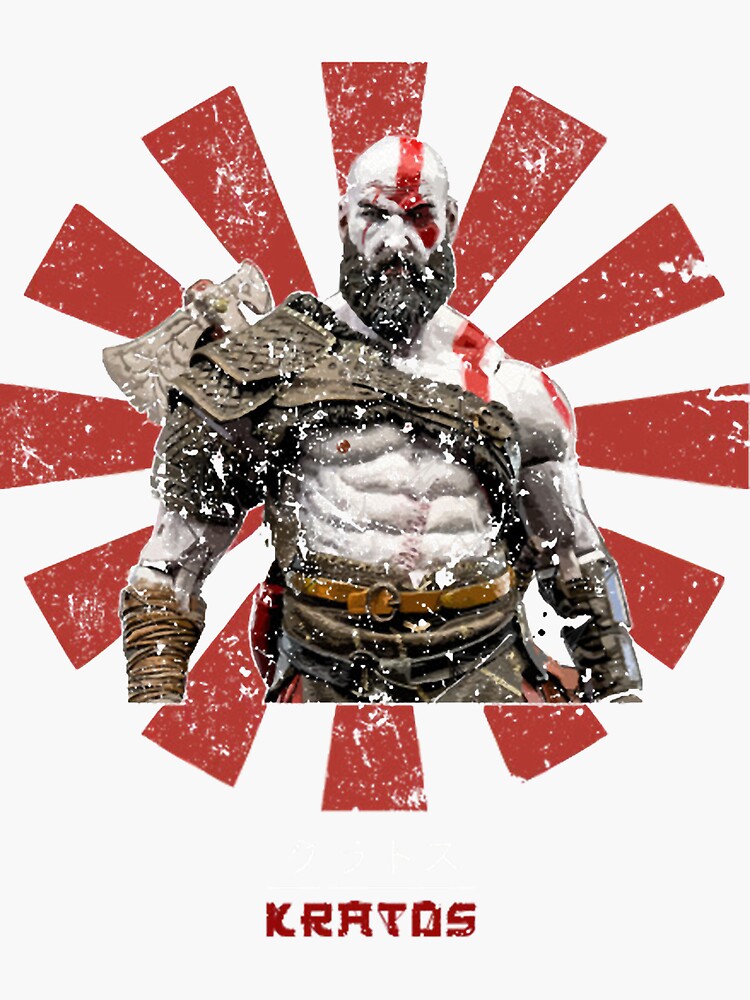 "Kratos Retro Japanese God Of War " Sticker for Sale by pricilla-cumazo ...