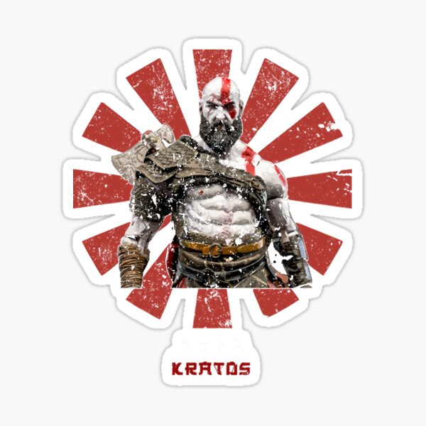 "Kratos Retro Japanese God Of War " Sticker for Sale by pricilla-cumazo ...