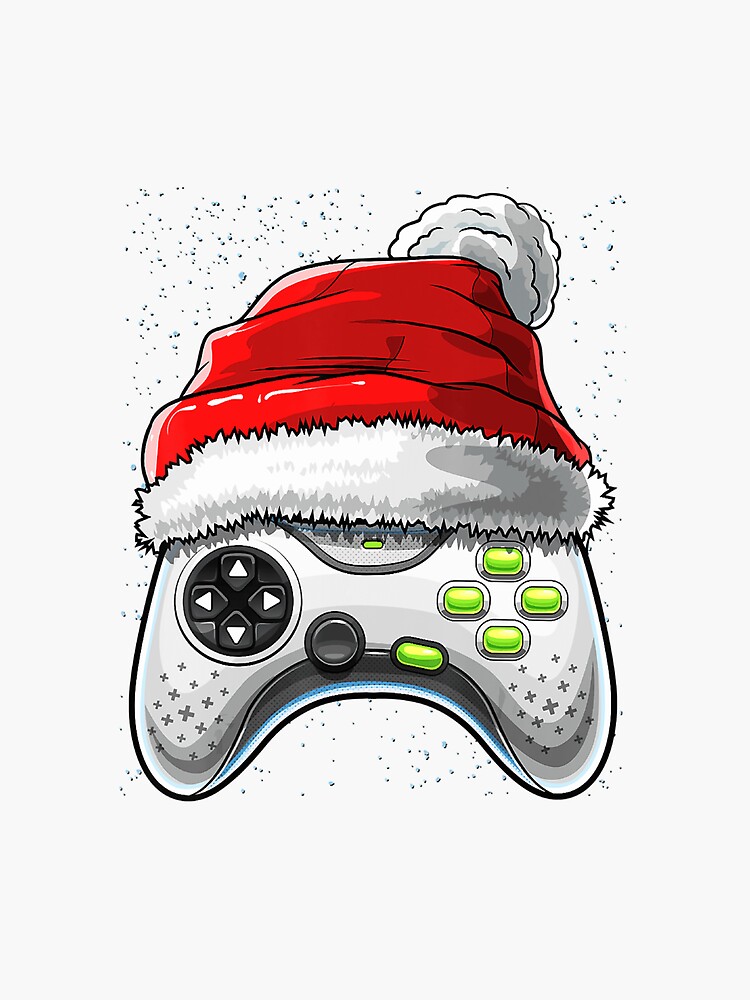 "Video Game Controller Christmas Santa Hat Gamer Boys " Sticker for ...