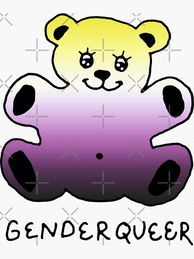 "Genderqueer / Non-binary Teddy Bear" Sticker for Sale by HelloShoppy ...