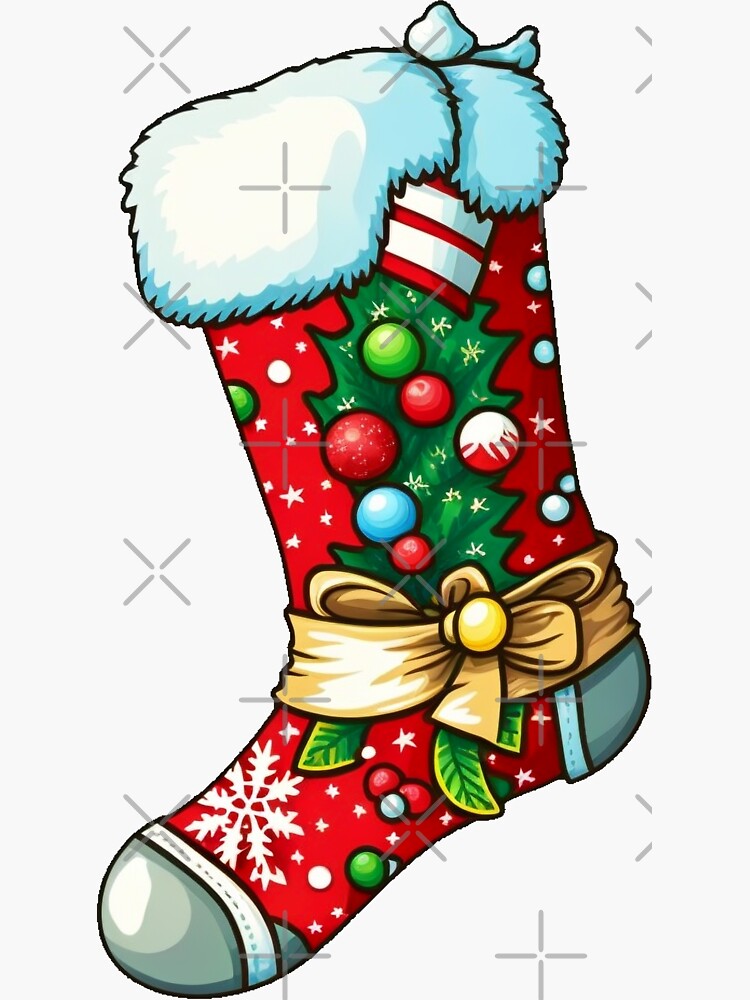 "Lovely colorful Christmas stocking" Sticker for Sale by Nisyo | Redbubble
